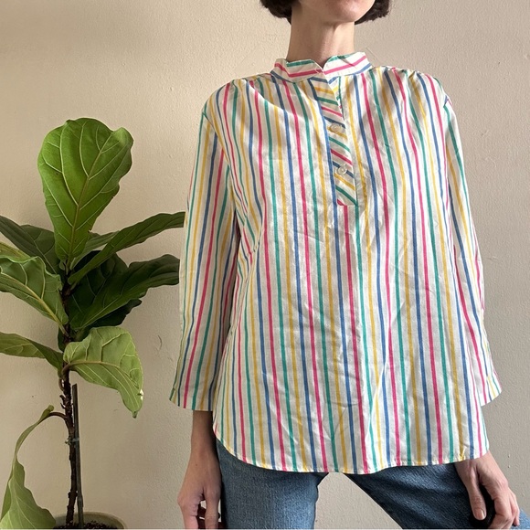 Vintage | Tops | Vintage Striped Popover | Poshmark